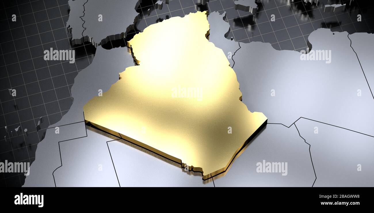 Algeria - country shape - 3D illustration Stock Photo - Alamy
