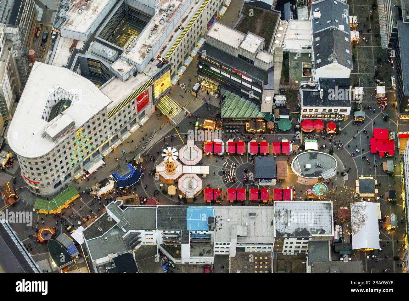 Aerial view of bochum city center with christmas market hi-res stock ...