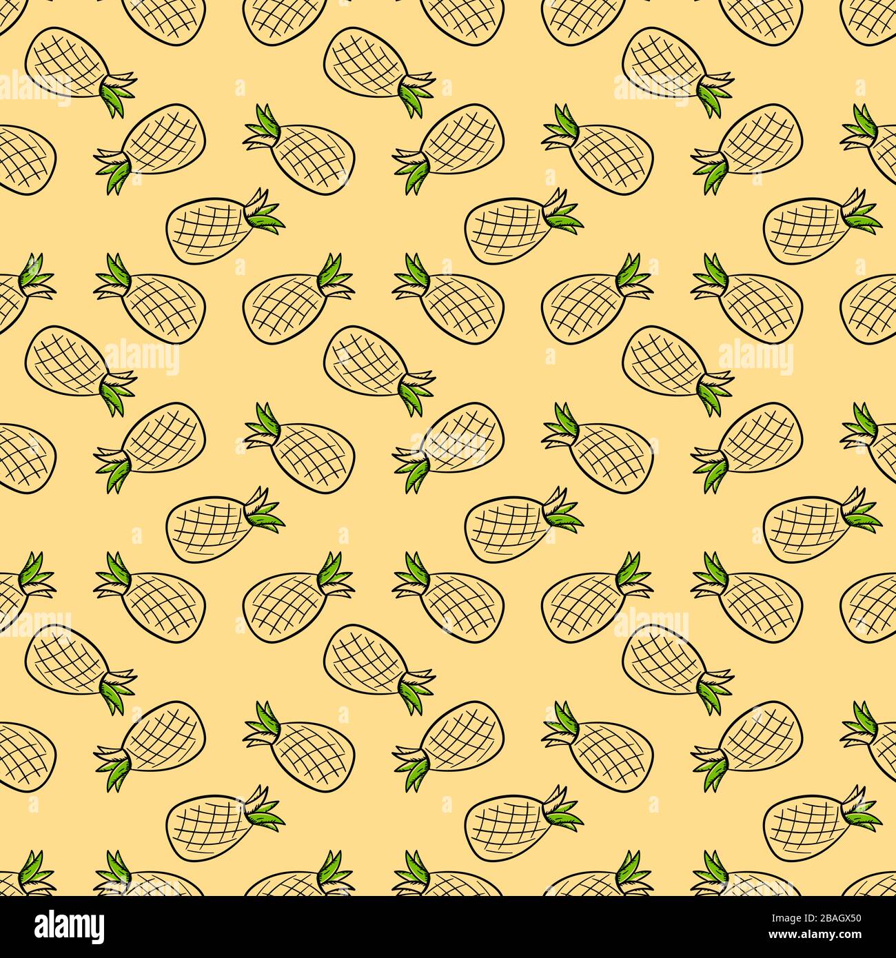 Pineapple pattern, illustration, vector on white background Stock ...