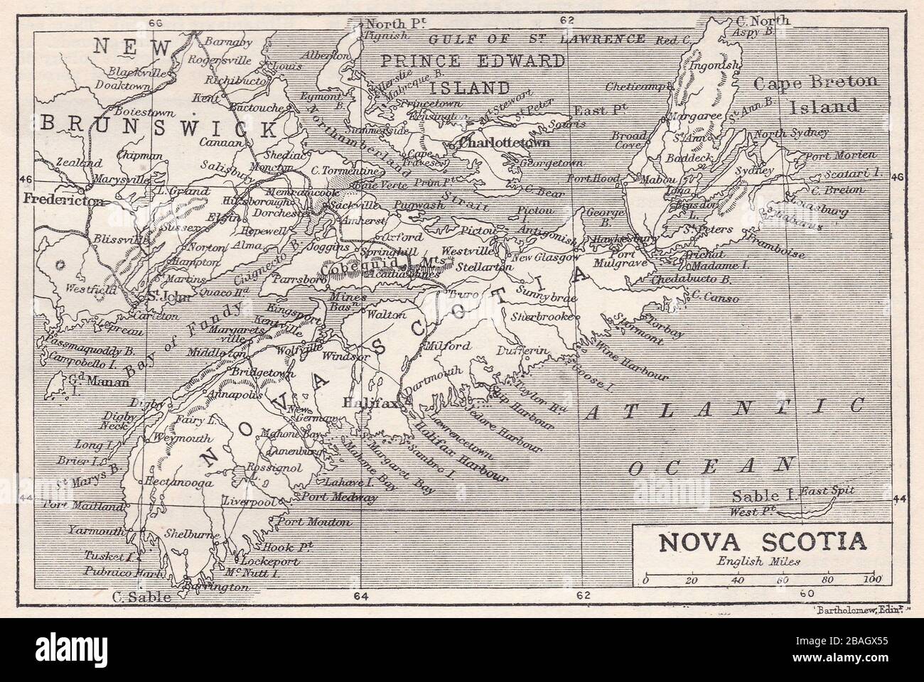 Vintage map of Nova Scotia 1900s Stock Photo - Alamy