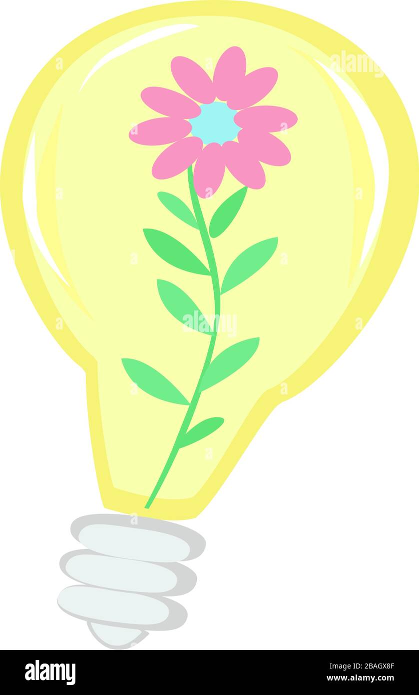 Flower in lighting bulb, illustration, vector on white background Stock ...