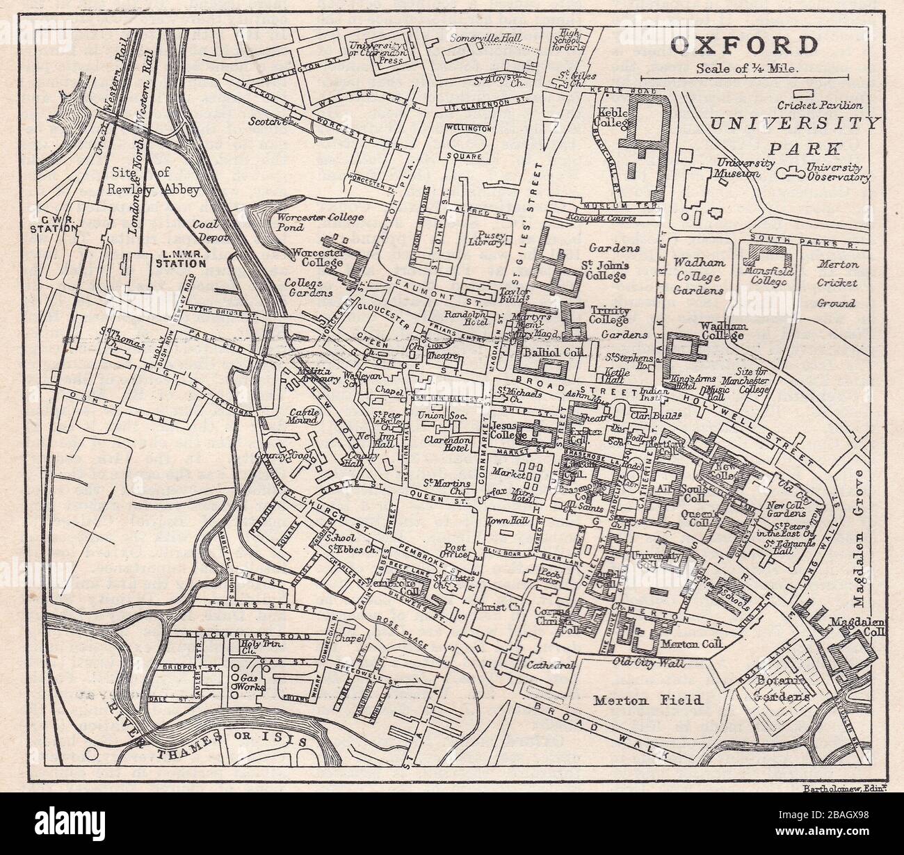 Vintage map of Oxford 1900s Stock Photo - Alamy