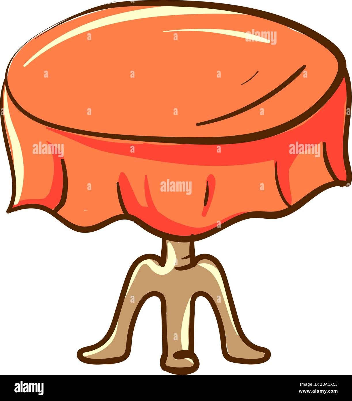 Orange round table, illustration, vector on white background Stock ...