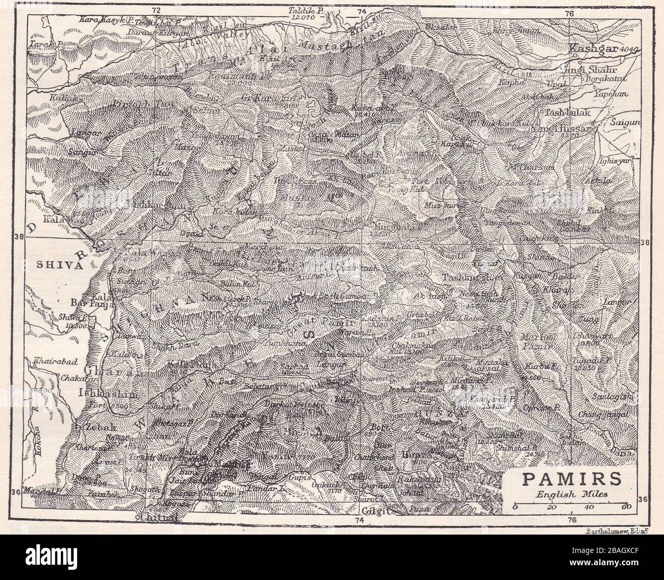 Vintage map of Pamirs 1900s Stock Photo - Alamy