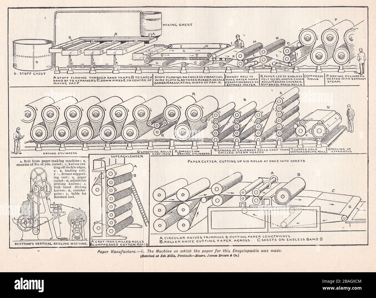 Vintage illustrations of Paper Manufacture 1900s Stock Photo - Alamy