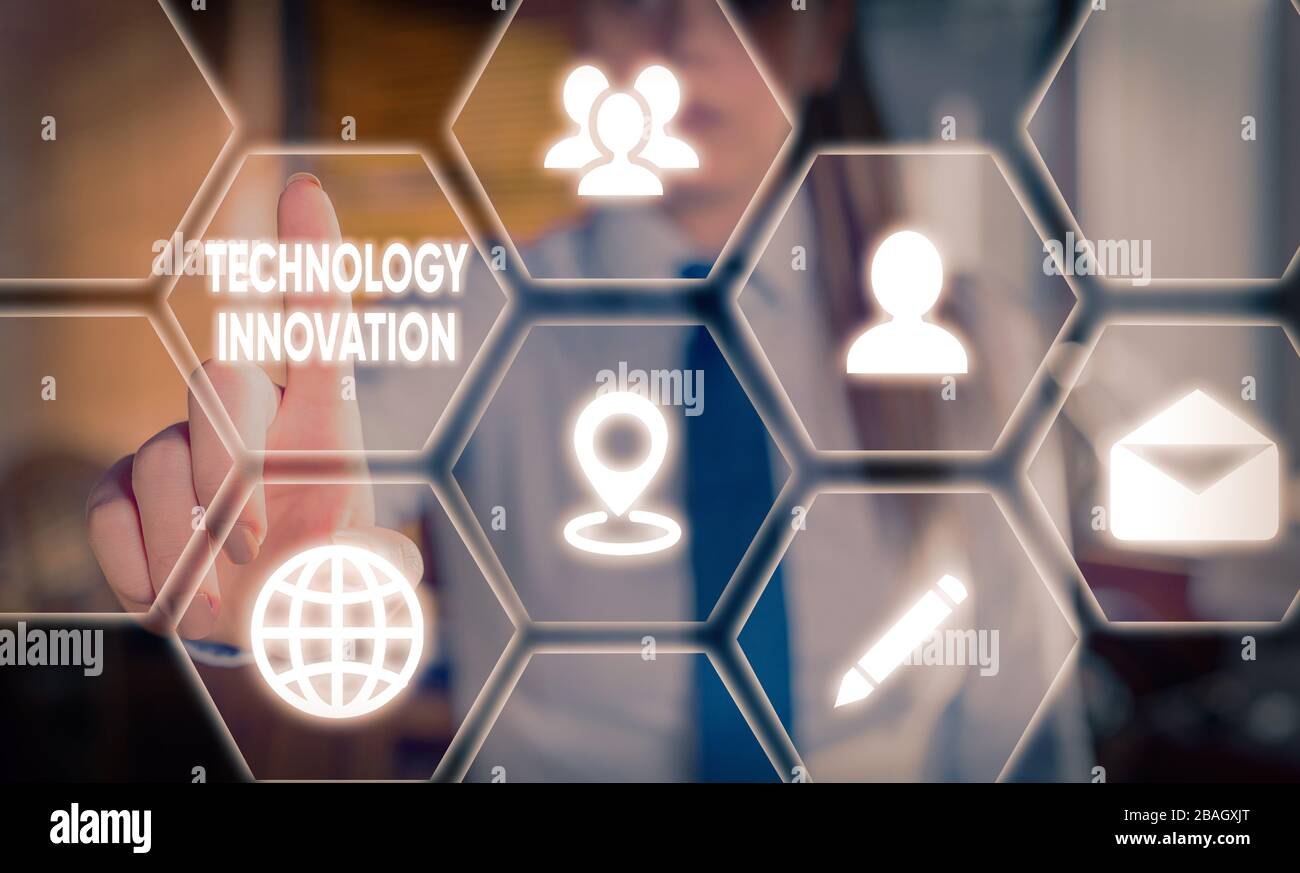 Text sign showing Technology Innovation. Business photo showcasing ...