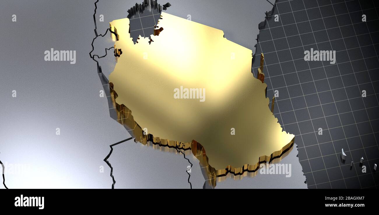 Tanzania - country shape - 3D illustration Stock Photo - Alamy