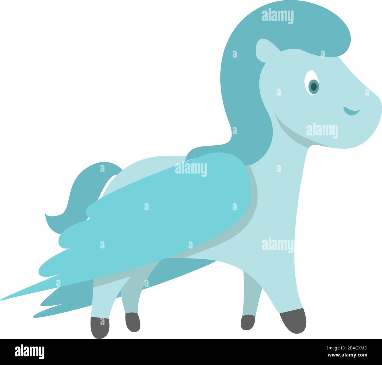 Blue Pegasus, illustration, vector on white background Stock Vector ...