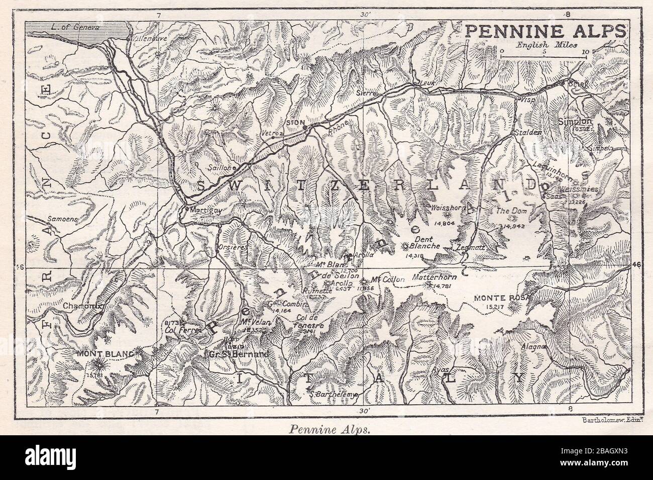 Vintage map the alps hi-res stock photography and images - Alamy