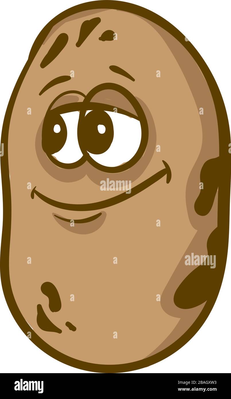 Happy potato, illustration, vector on white background Stock Vector ...
