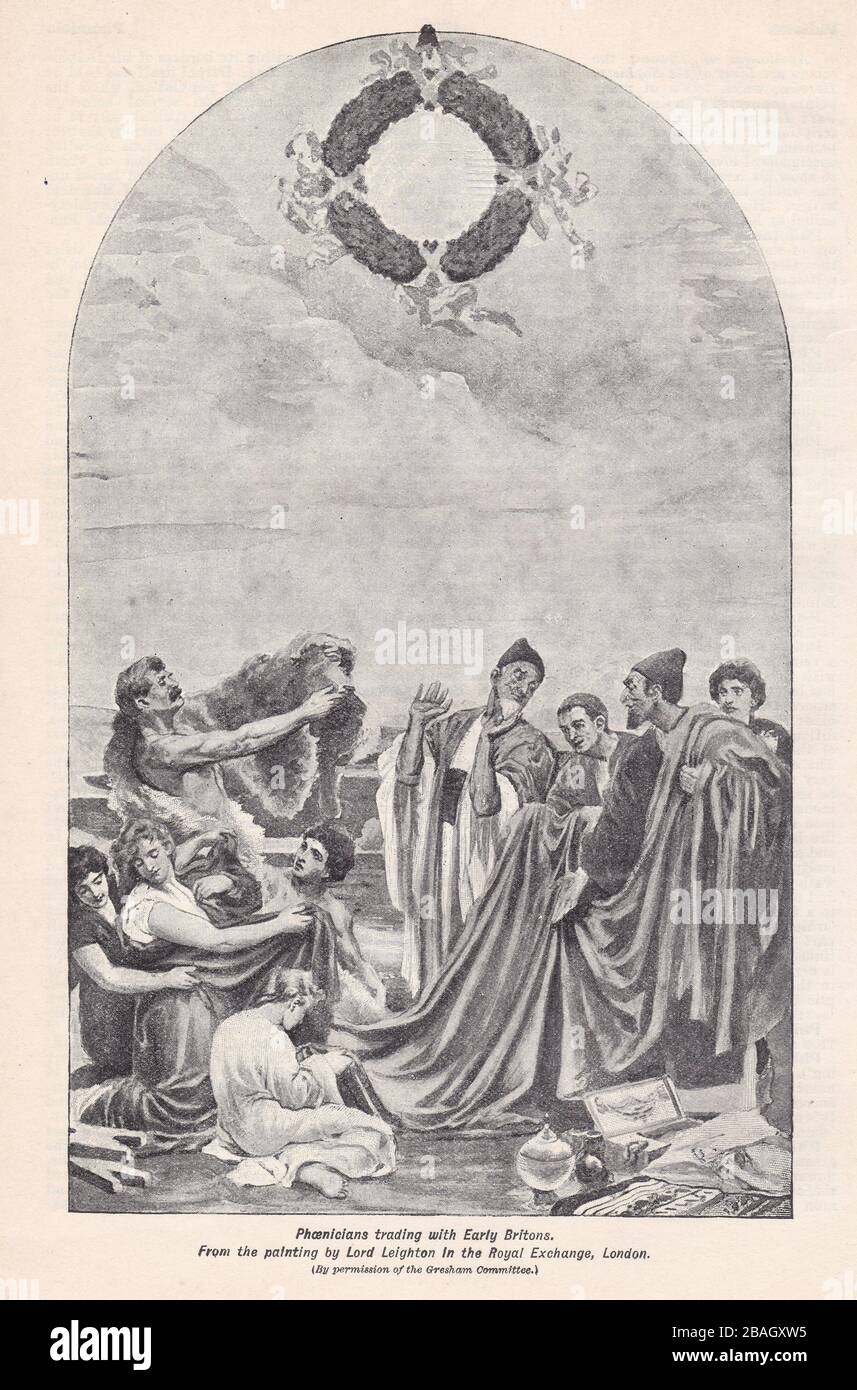 Phoenicians trading with Early Britons by Lord Leighton Stock Photo - Alamy