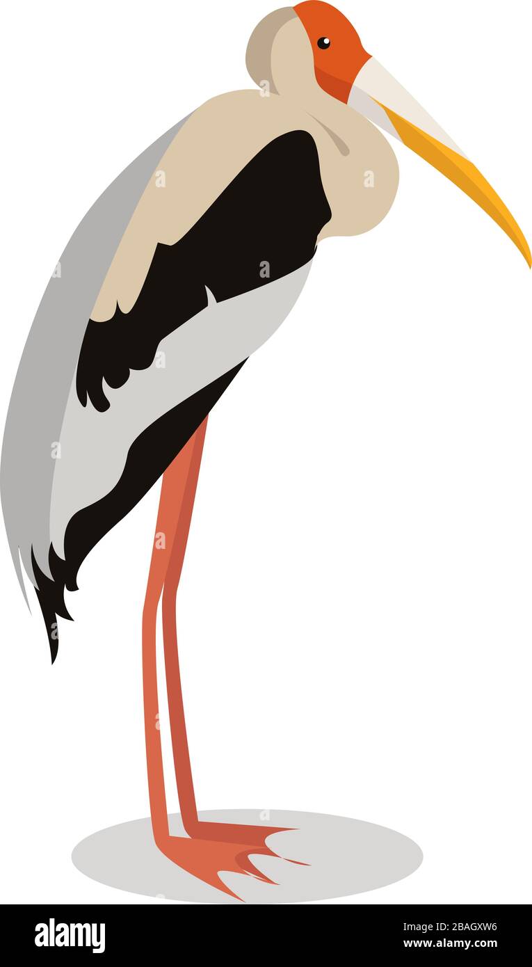 Painted stork, illustration, vector on white background Stock Vector ...