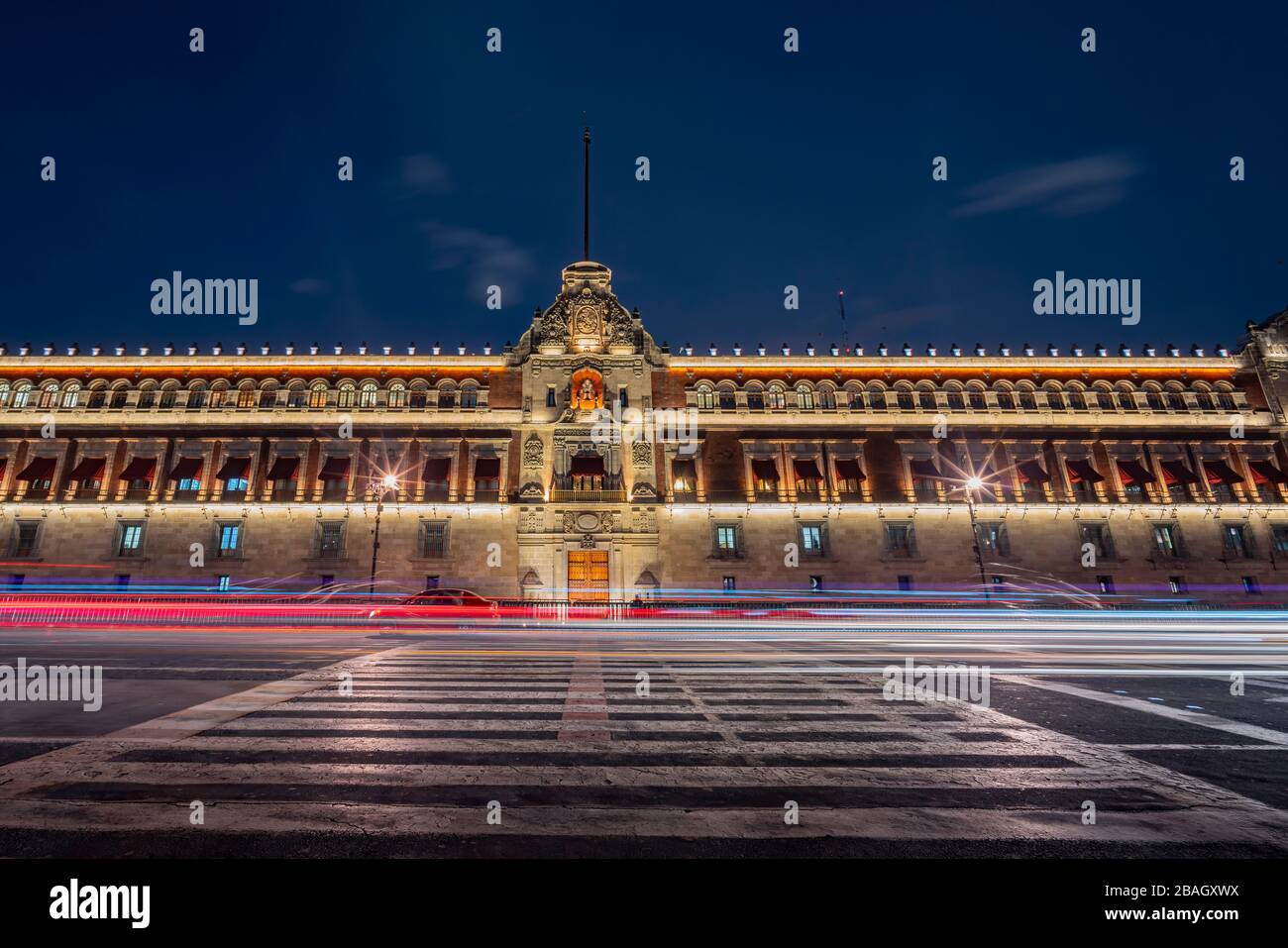 Night scene of the historical National Palace of Mexico City Stock ...
