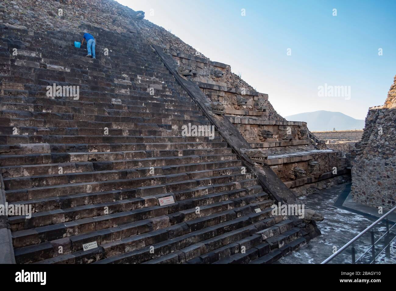 The famous and historical Feathered Serpent Pyramid in Teotihuacan ...