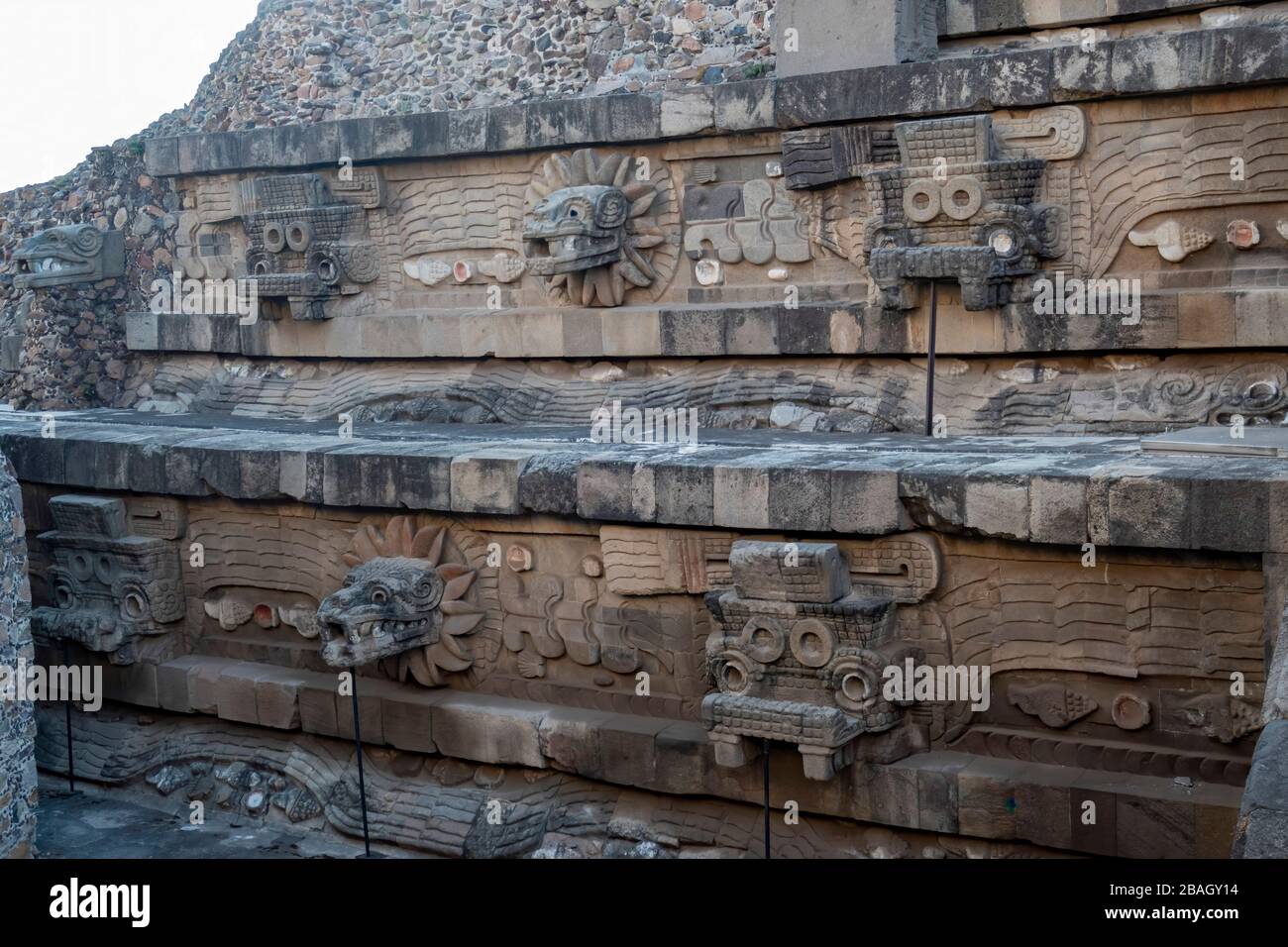 The famous and historical Feathered Serpent Pyramid in Teotihuacan ...