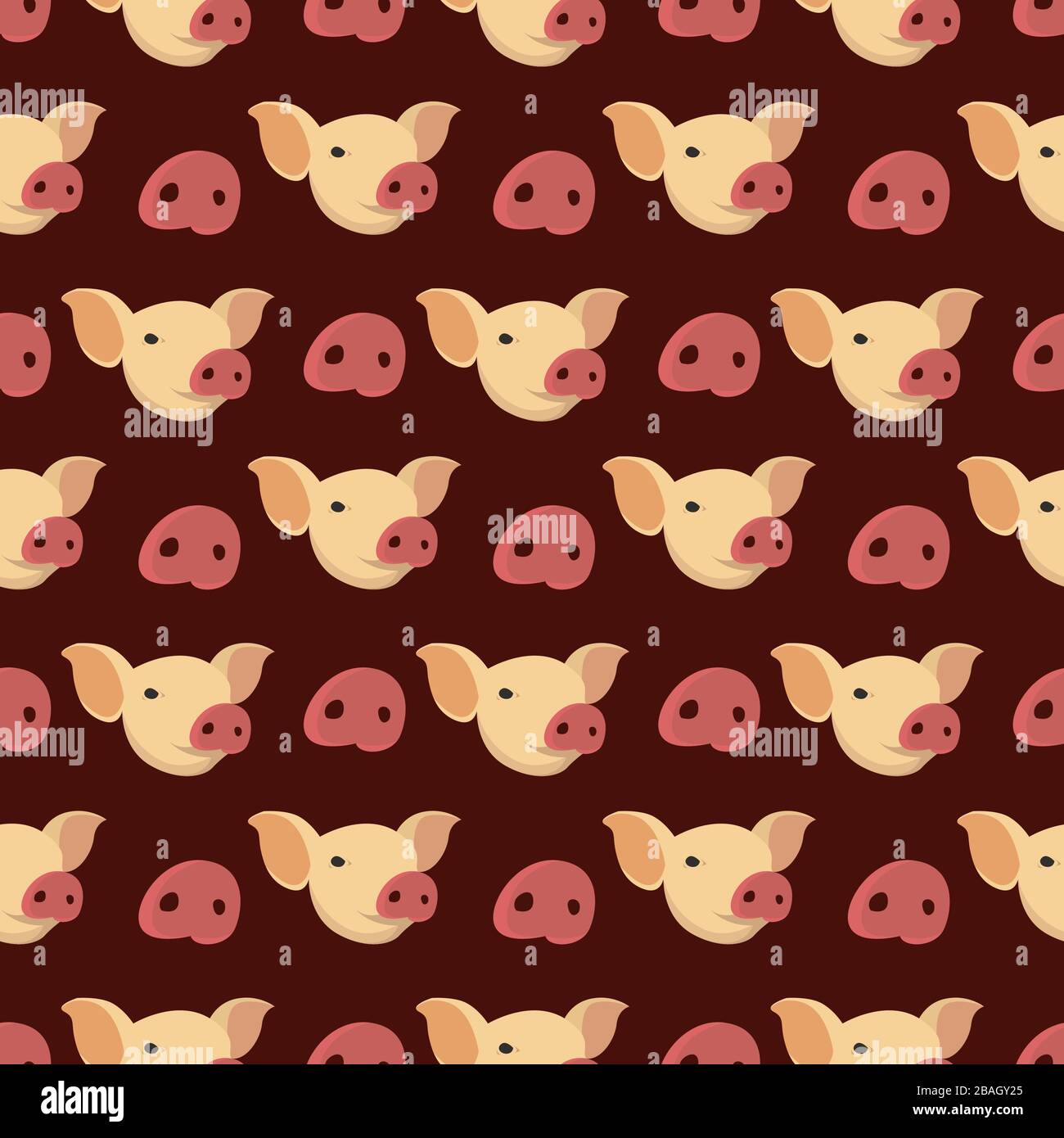 Pig faces pattern, illustration, vector on white background Stock ...