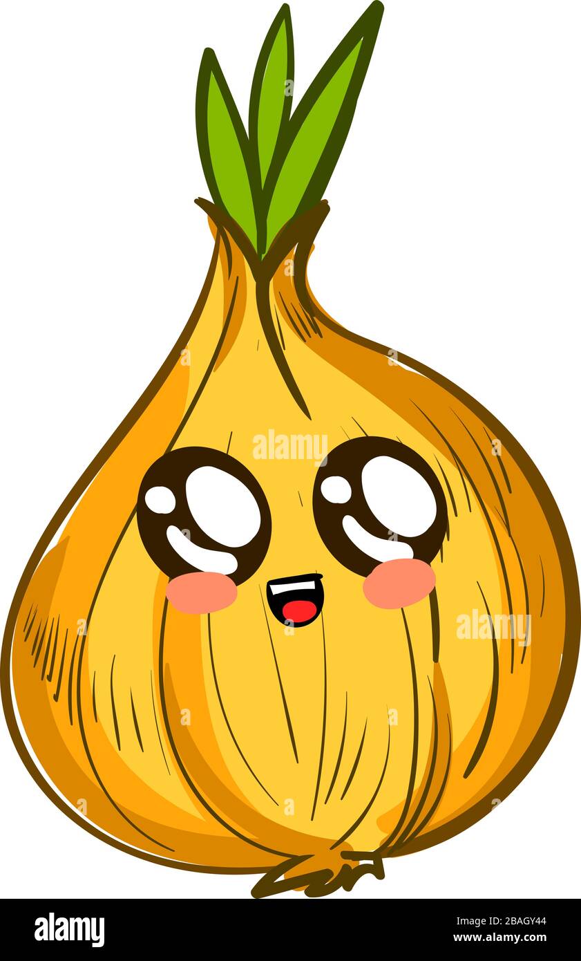 Cute onion, illustration, vector on white background Stock Vector Image ...