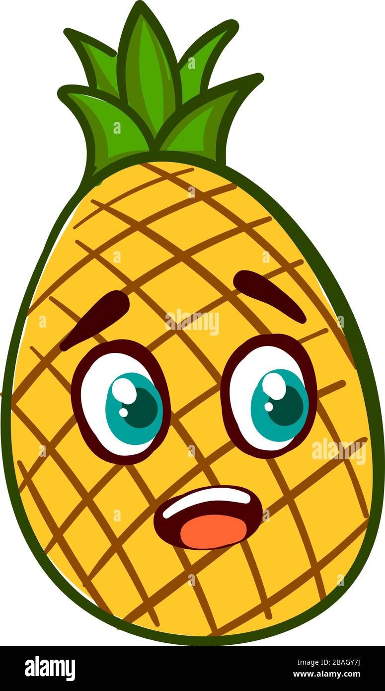 Scared pineapple, illustration, vector on white background Stock Vector ...