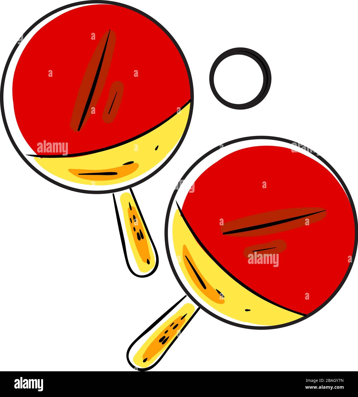 Ping pong rackets, illustration, vector on white background Stock ...
