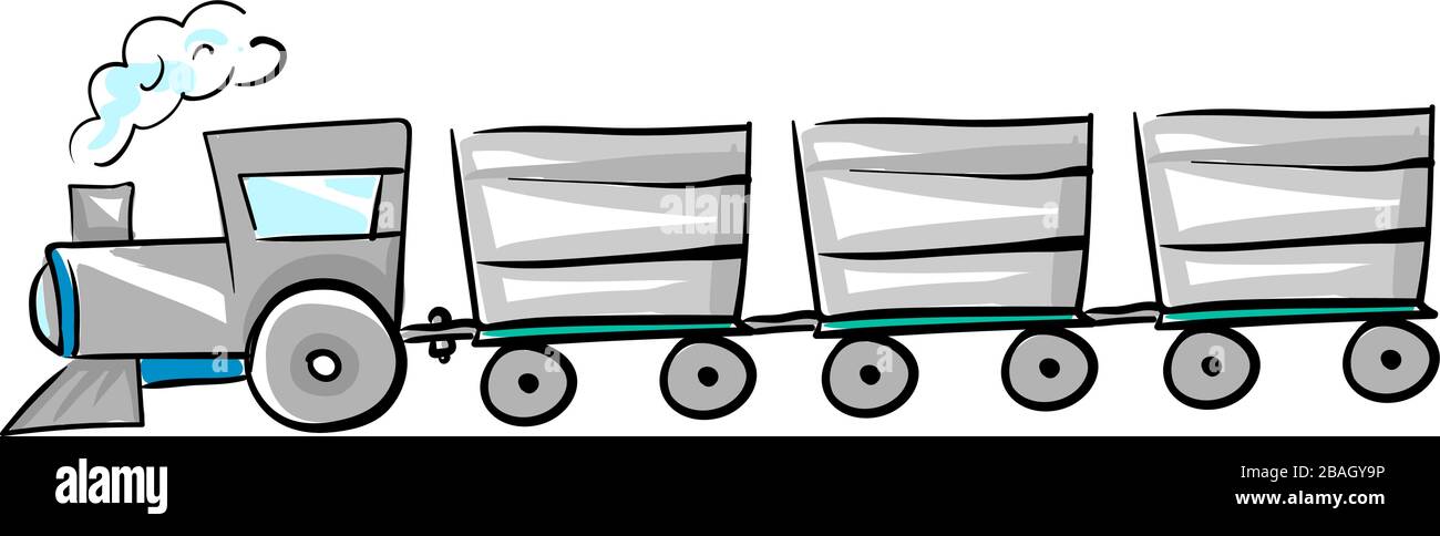 Long train, illustration, vector on white background Stock Vector Image ...