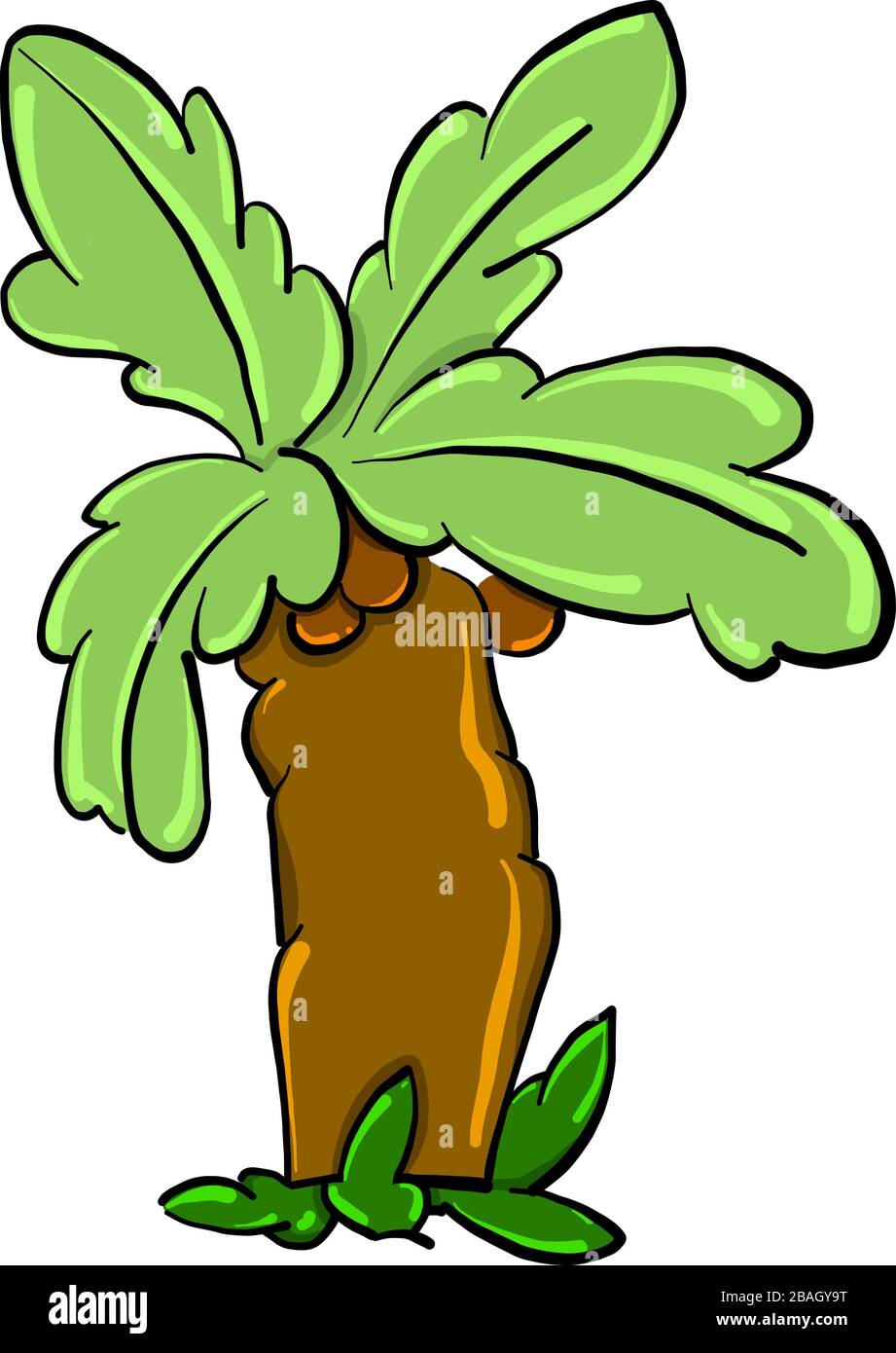 Fat palm tree, illustration, vector on white background Stock Vector ...