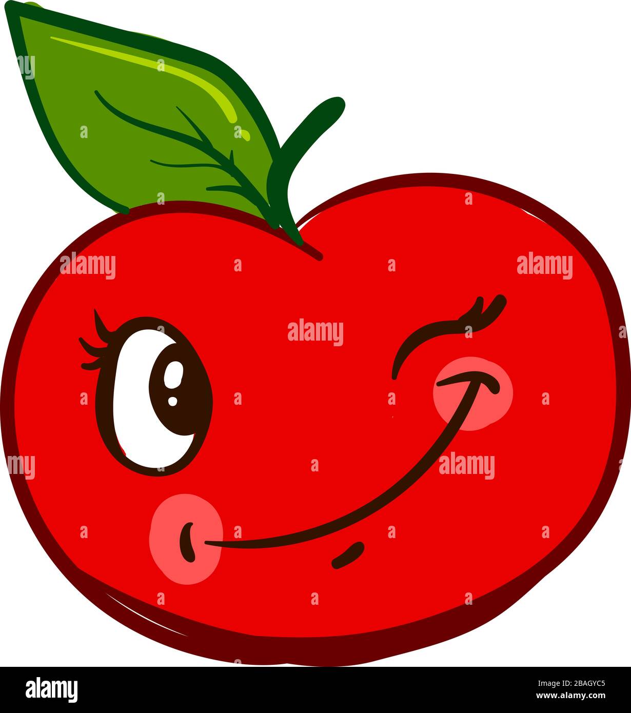 Red winking apple, illustration, vector on white background Stock ...