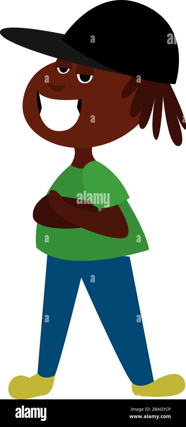 Rapper with hat, illustration, vector on white background Stock Vector ...