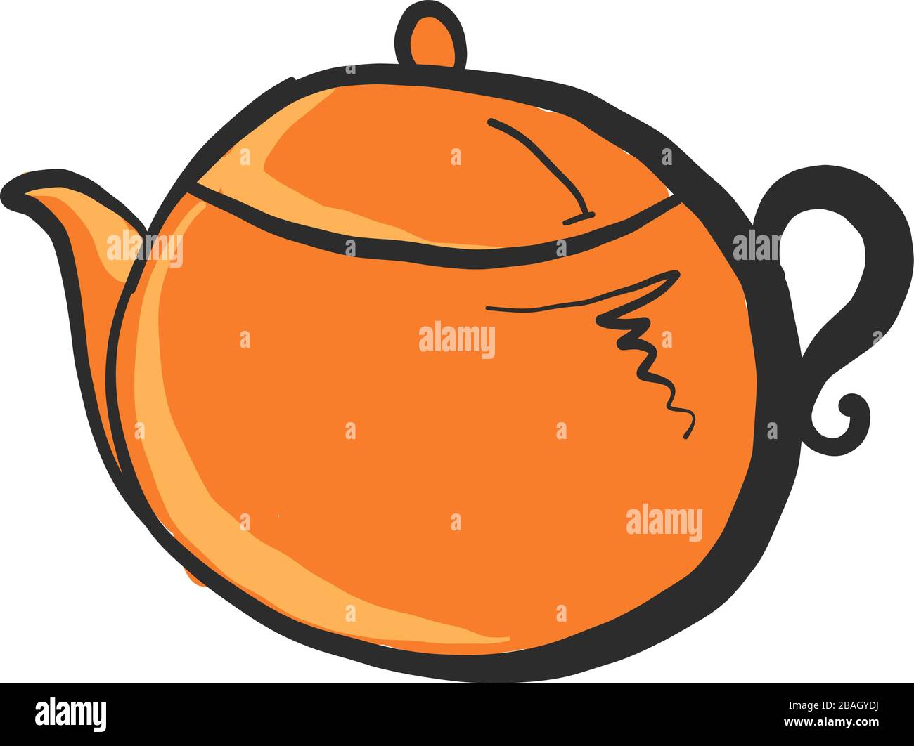 Orange tea pot, illustration, vector on white background Stock Vector ...