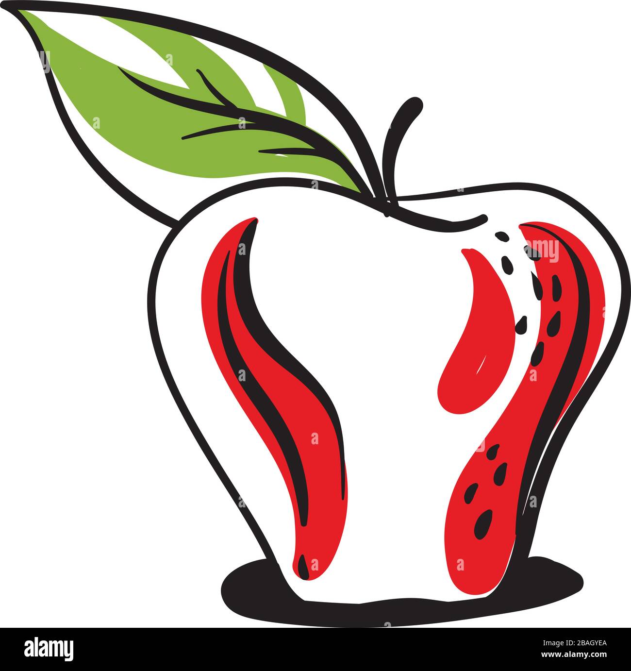 Red apple drawing, illustration, vector on white background Stock ...