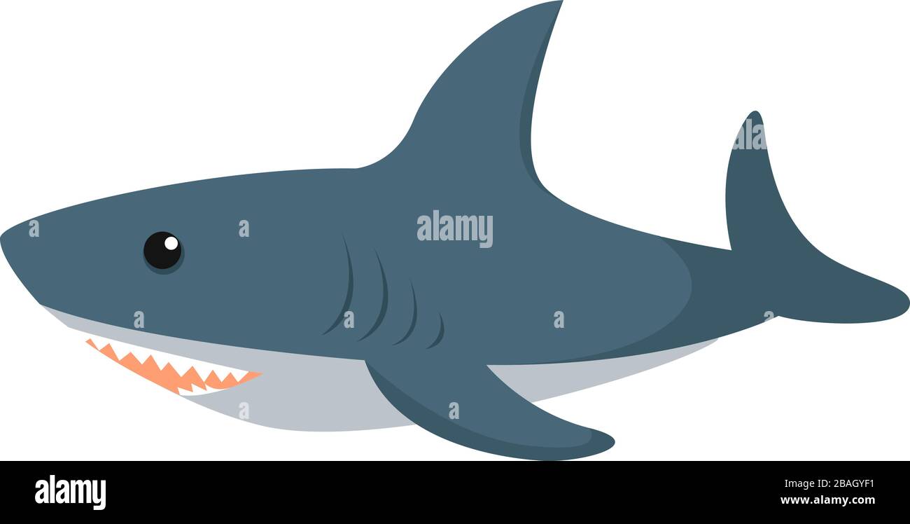 Blue shark, illustration, vector on white background Stock Vector Image ...