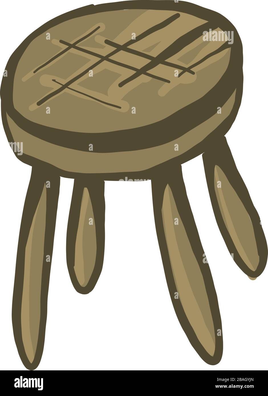 Small wooden stool, illustration, vector on white background Stock ...