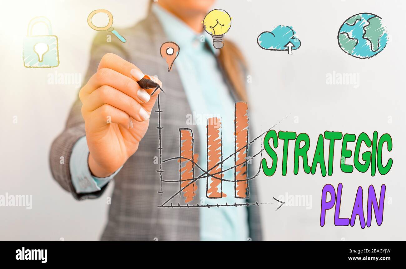 Conceptual hand writing showing Strategic Plan. Concept meaning a ...