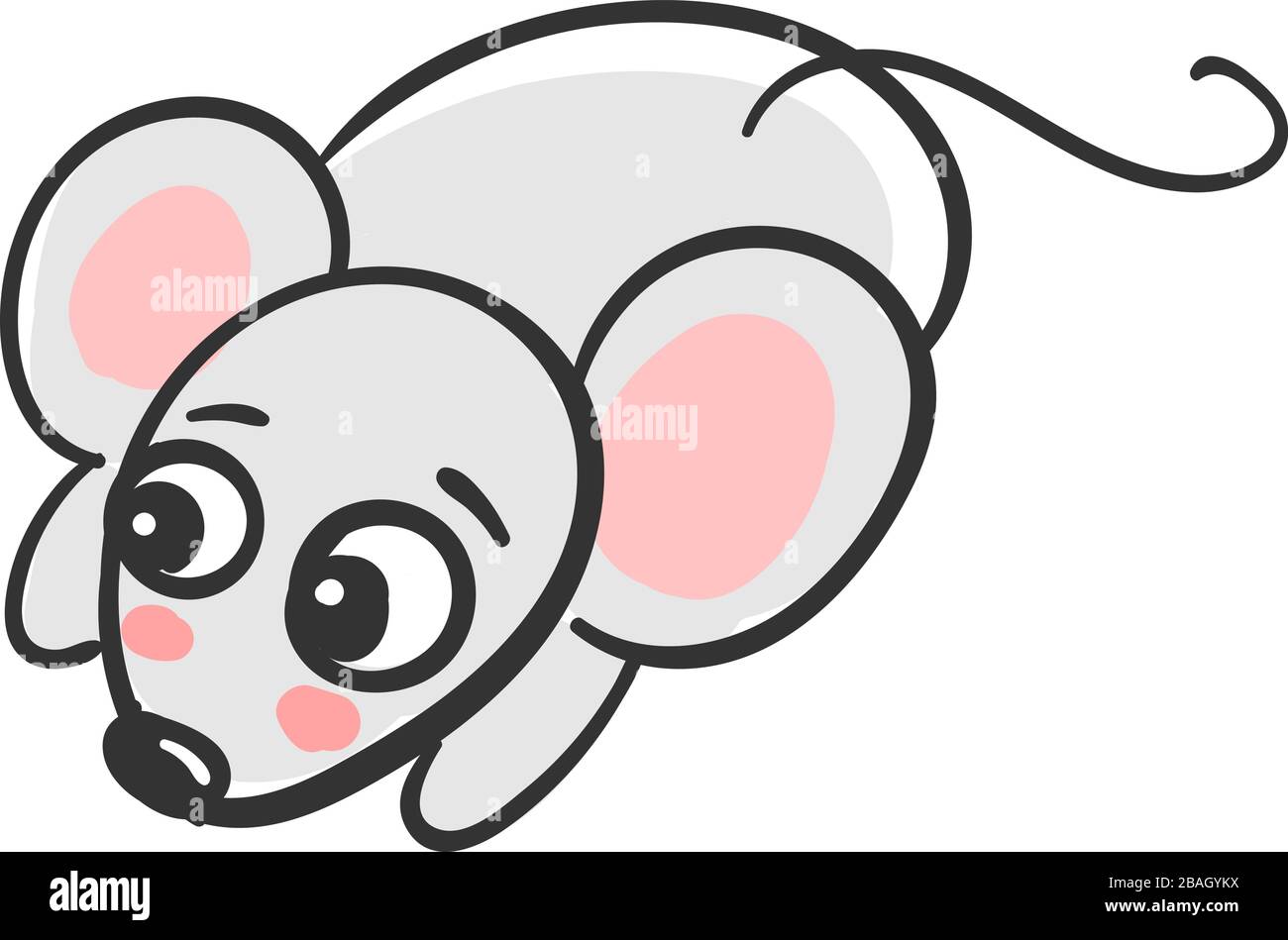 Sad little mouse, illustration, vector on white background Stock Vector ...