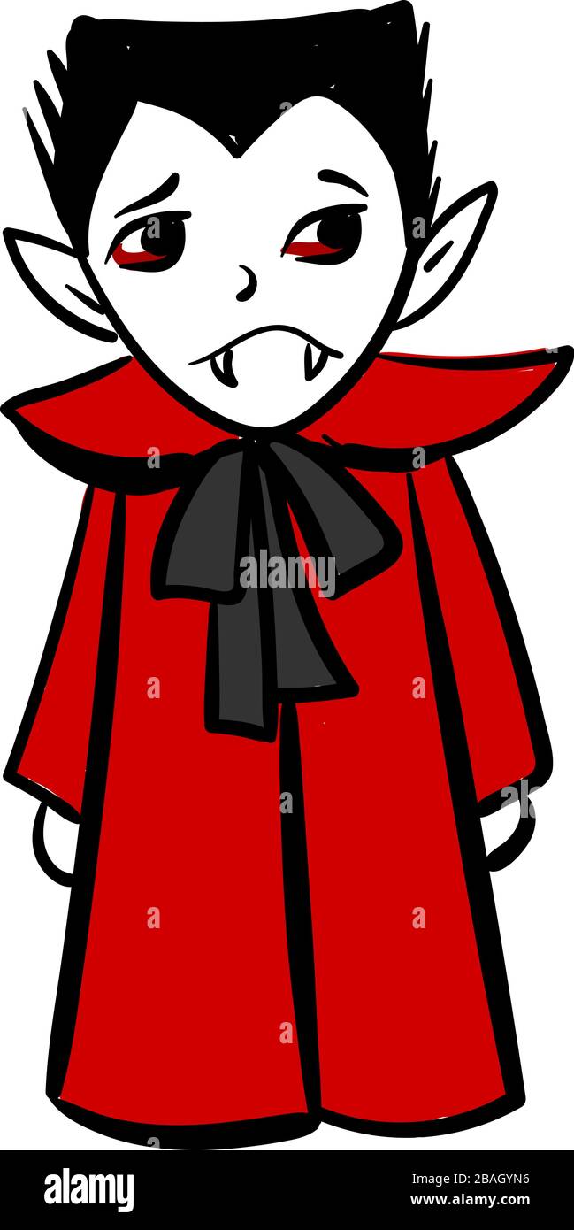Sad vampire, illustration, vector on white background Stock Vector ...