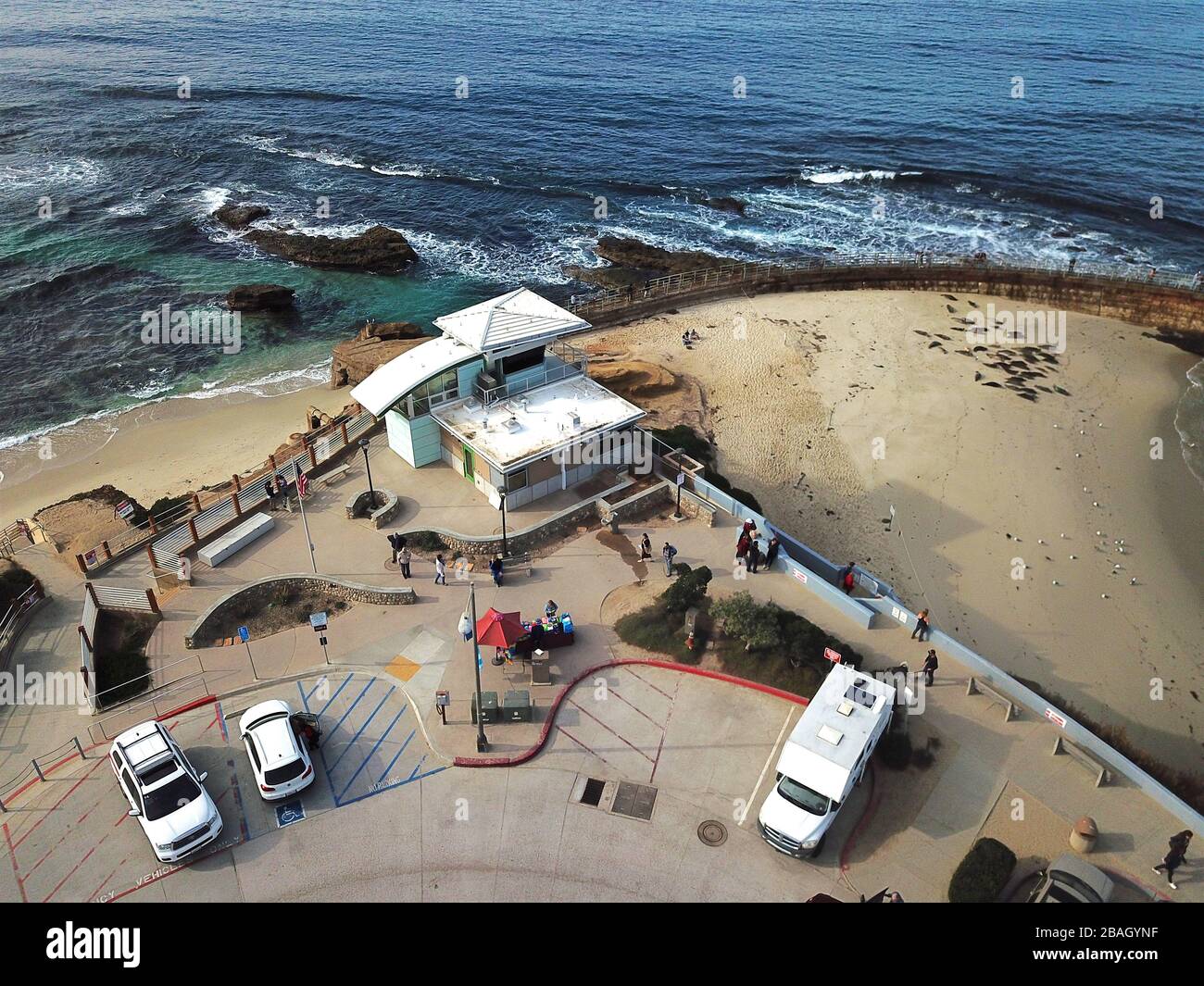 Aerial view of La Jolla Cove, small picturesque cove and beach ...