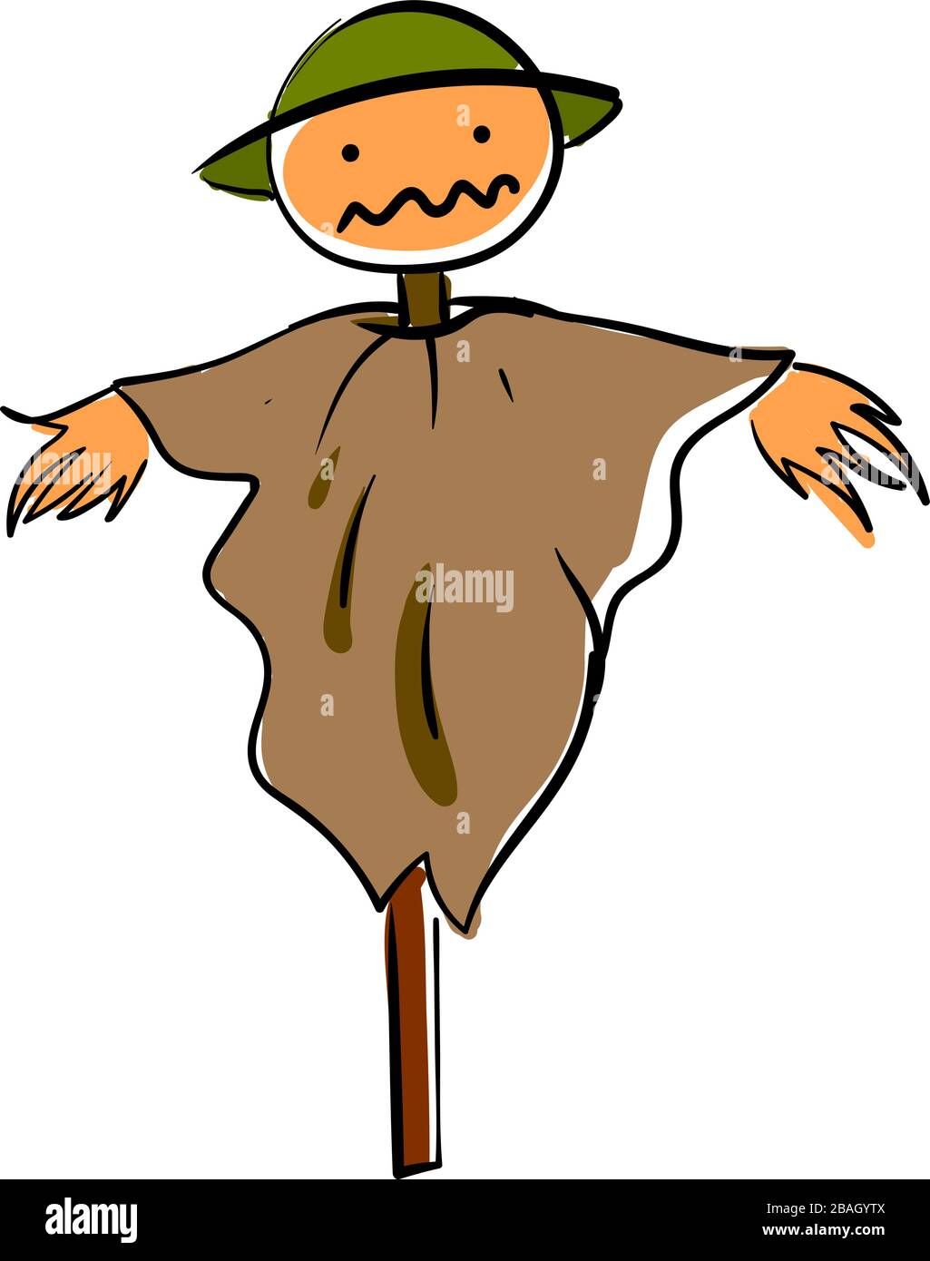 Scared scarecrow, illustration, vector on white background Stock Vector ...