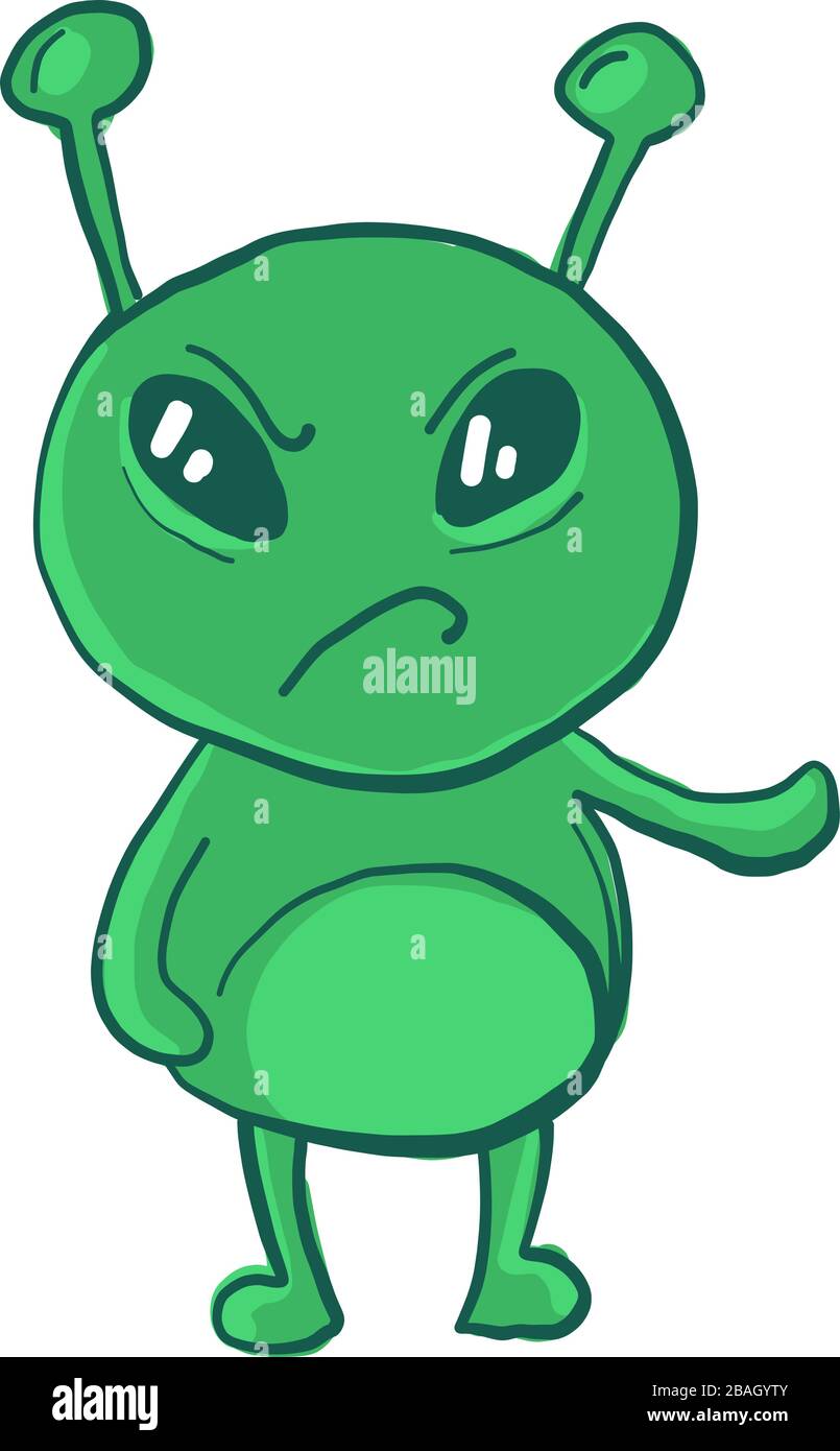 Scared alien, illustration, vector on white background Stock Vector ...