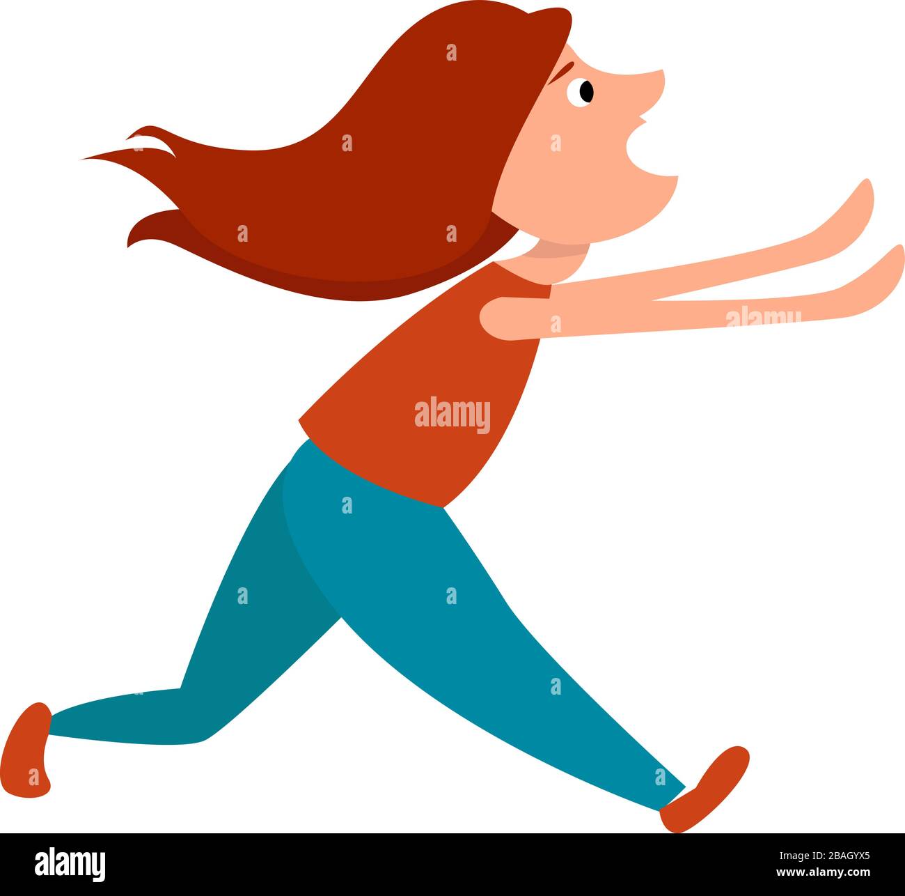 Running girl, illustration, vector on white background Stock Vector ...