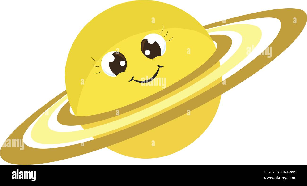 Cute Saturn, illustration, vector on white background Stock Vector ...