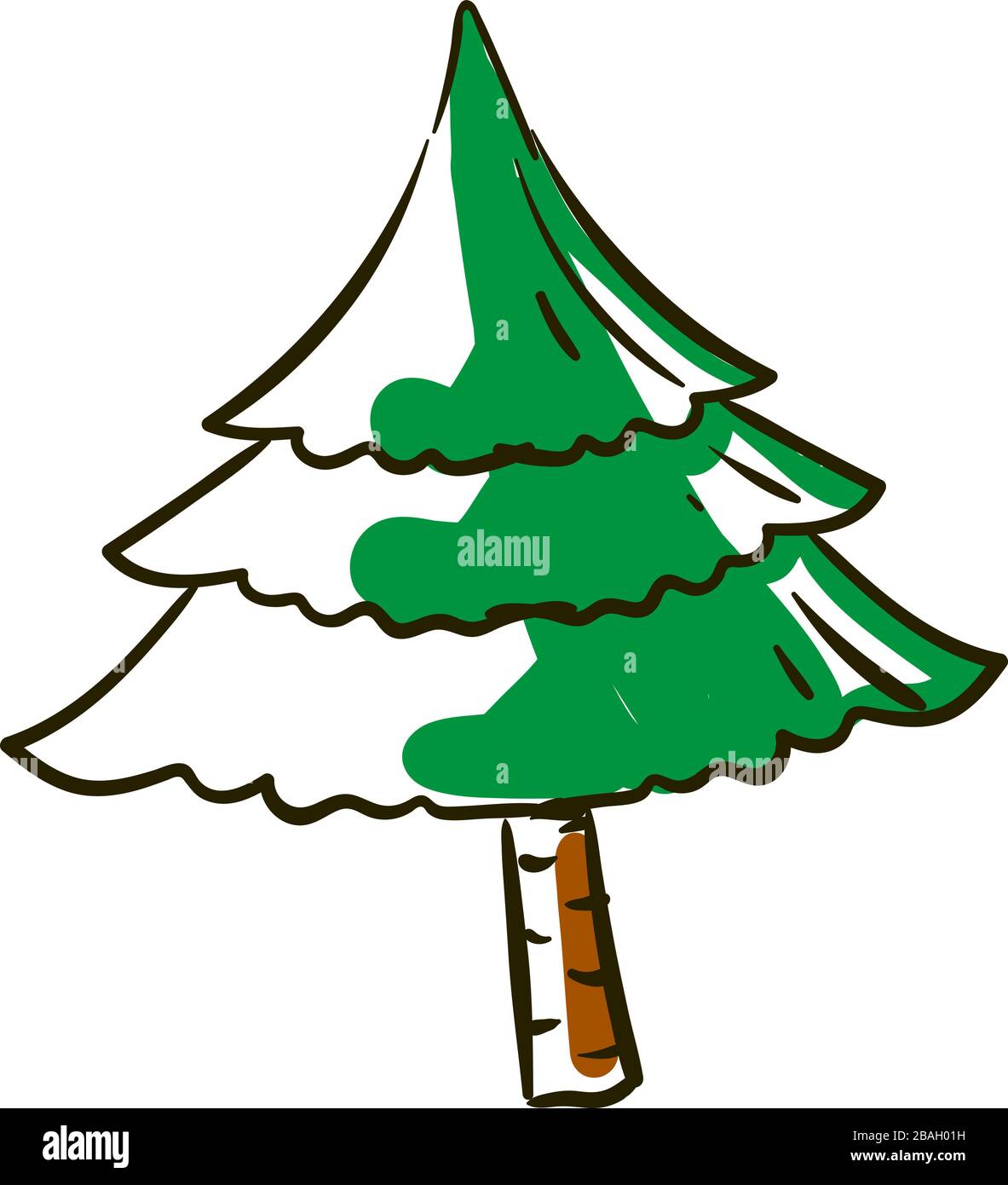 Snow tree drawing, illustration, vector on white background Stock ...