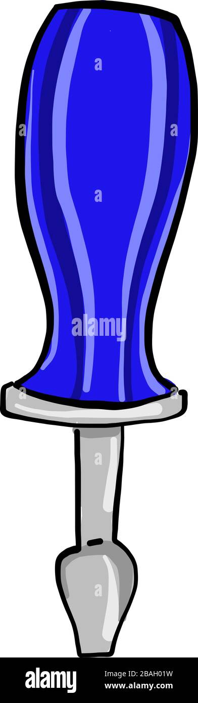 Blue screwdriver, illustration, vector on white background Stock Vector ...