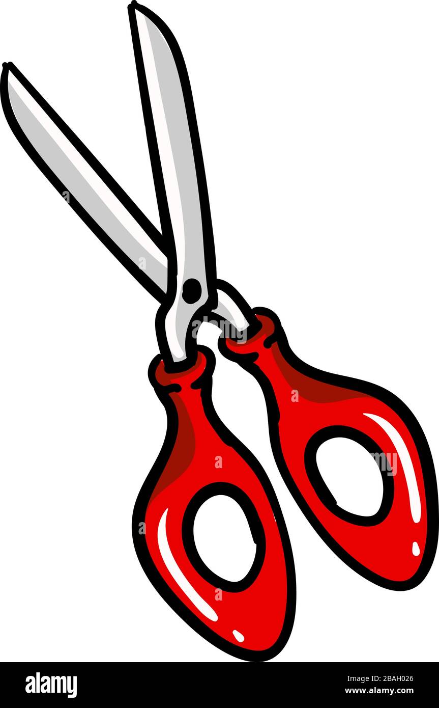 Red scissors, illustration, vector on white background Stock Vector ...