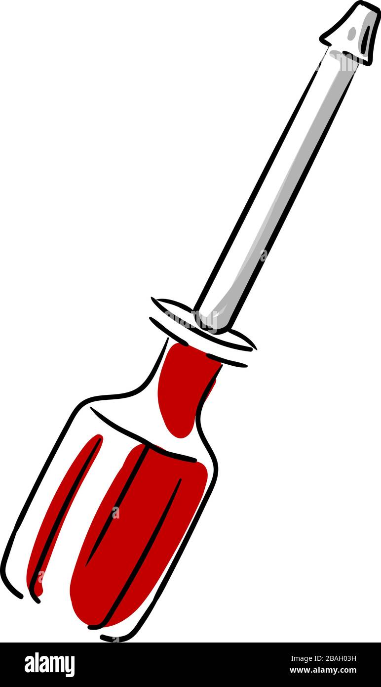 Red screwdriver, illustration, vector on white background Stock Vector ...