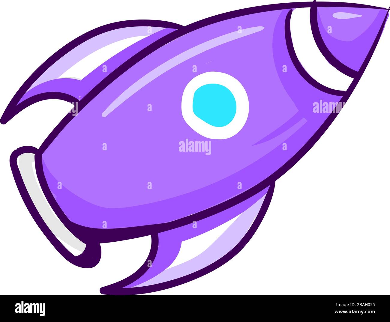 Purple space rocket, illustration, vector on white background Stock ...