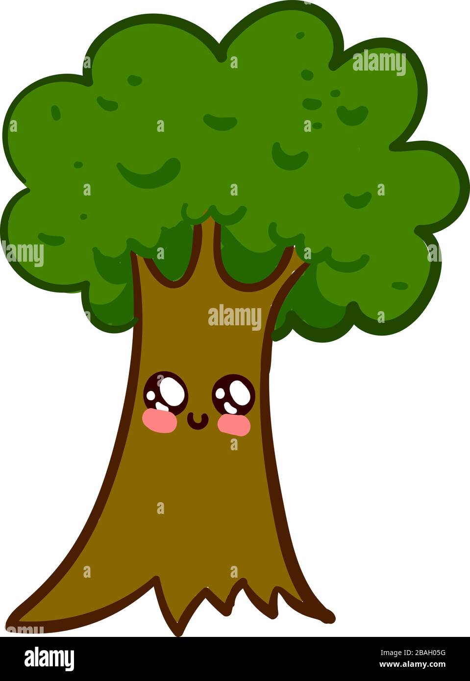 Cute oak tree, illustration, vector on white background Stock Vector ...