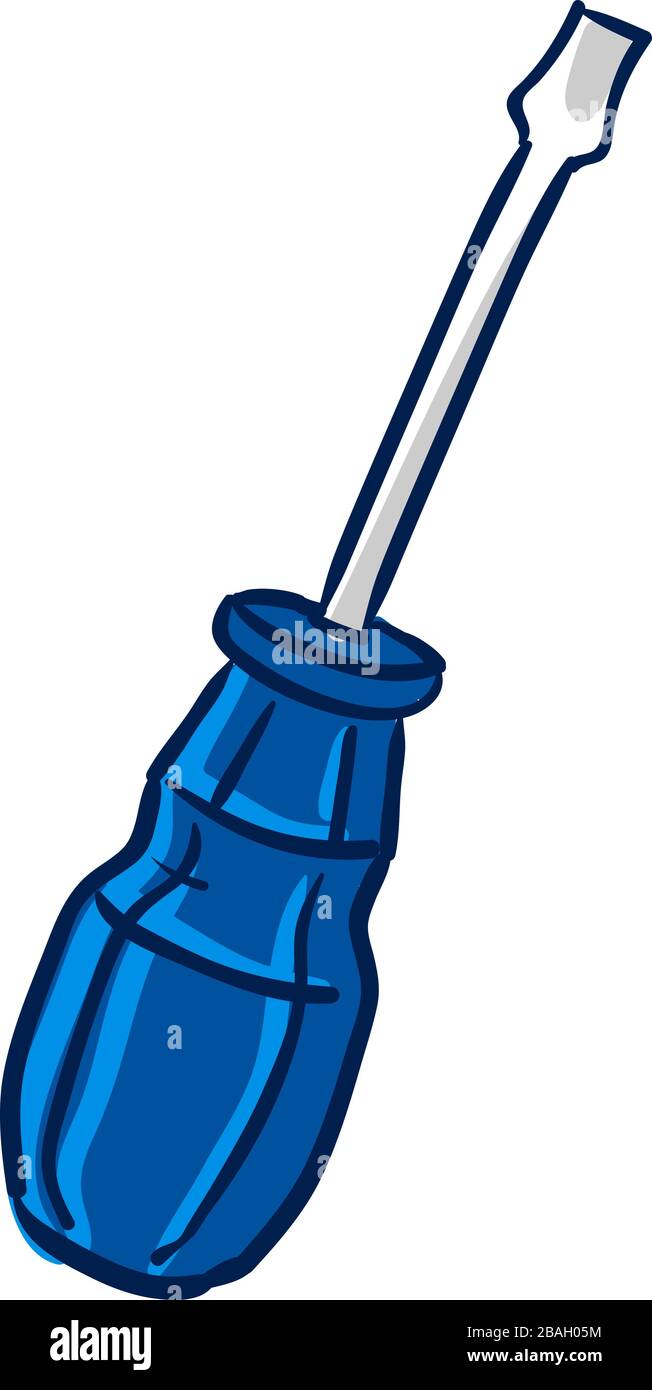 Blue screwdriver, illustration, vector on white background Stock Vector ...