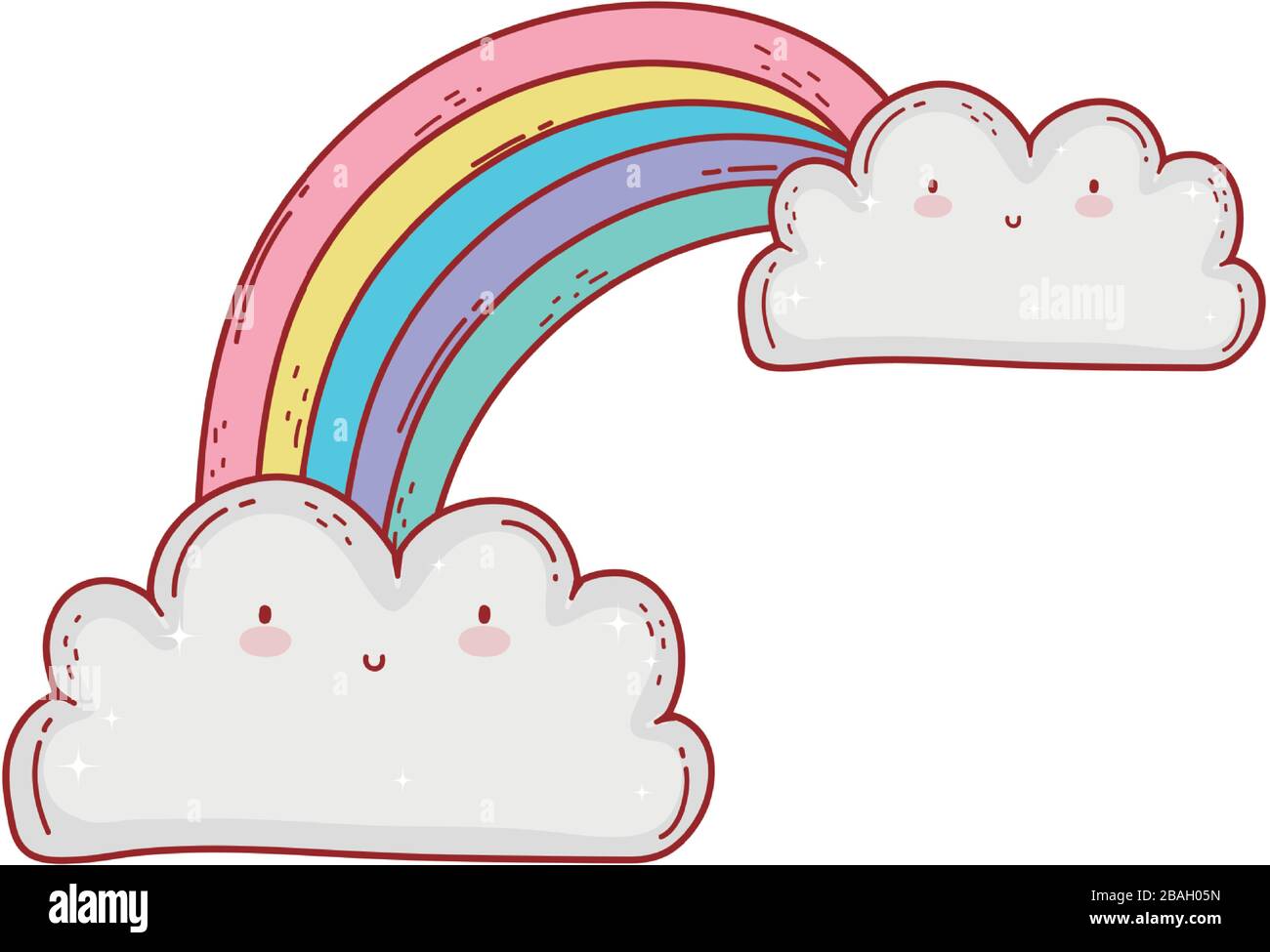 rainbow clouds fantasy magic cartoon isolated icon design vector ...