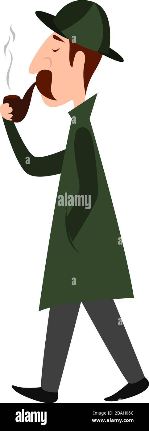 Detective in green, illustration, vector on white background Stock ...