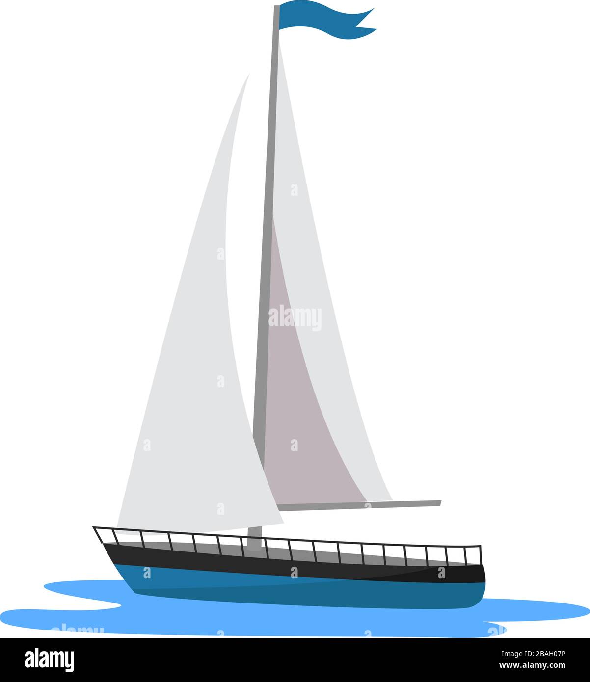 Small boat on water, illustration, vector on white background Stock ...