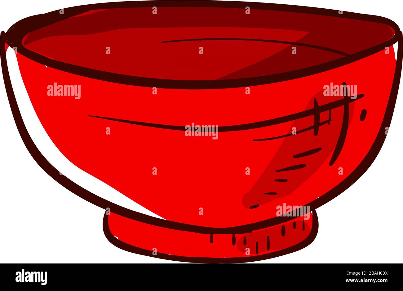 Red bowl, illustration, vector on white background Stock Vector Image ...